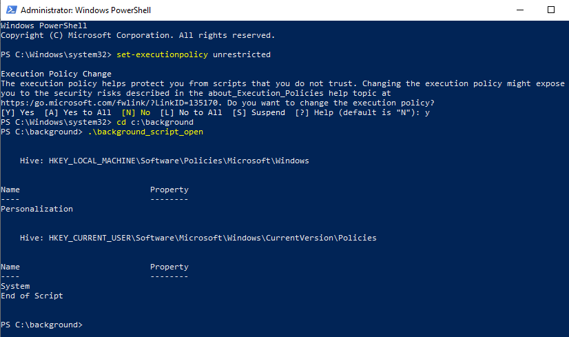 Using a PowerShell script to change the lock screen and desktop ...