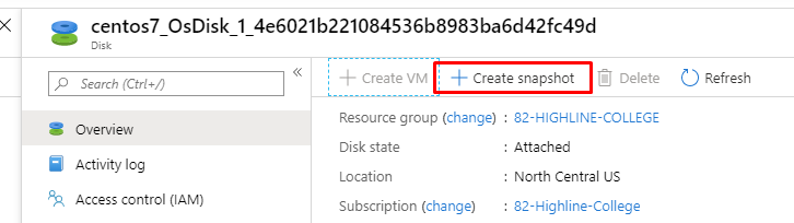 Creating a Snapshot in Microsoft Azure – The Network Custodian